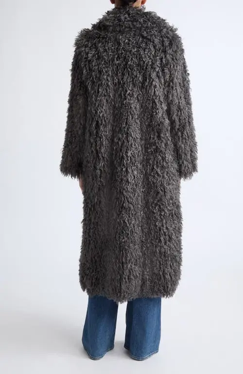 L'Agence Lizbeth Faux Fur Longline Jacket - Grey Olive