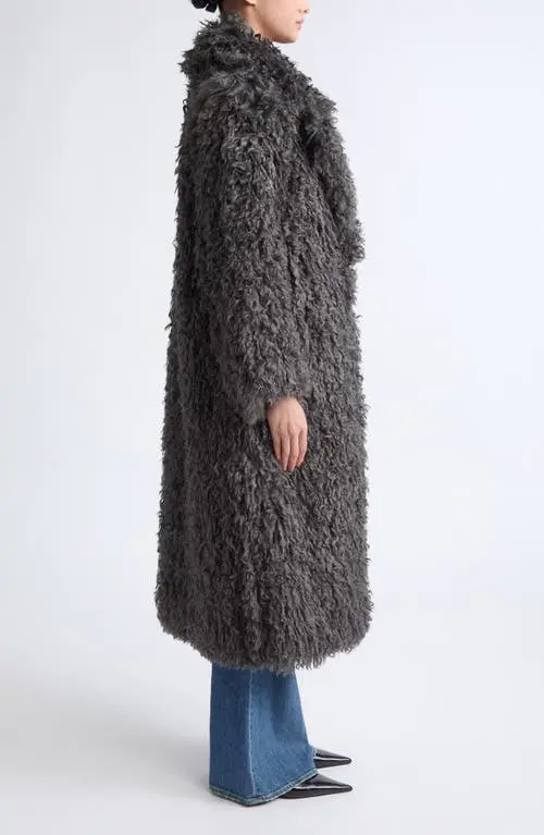 L'Agence Lizbeth Faux Fur Longline Jacket - Grey Olive