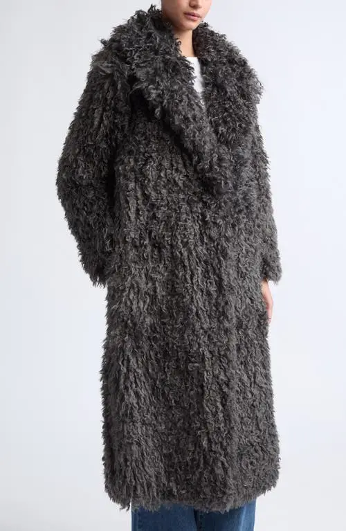 L'Agence Lizbeth Faux Fur Longline Jacket - Grey Olive