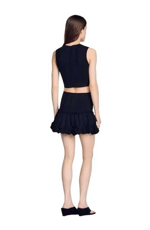 Sandro Ribbed Knit Sleeveless Crop Top