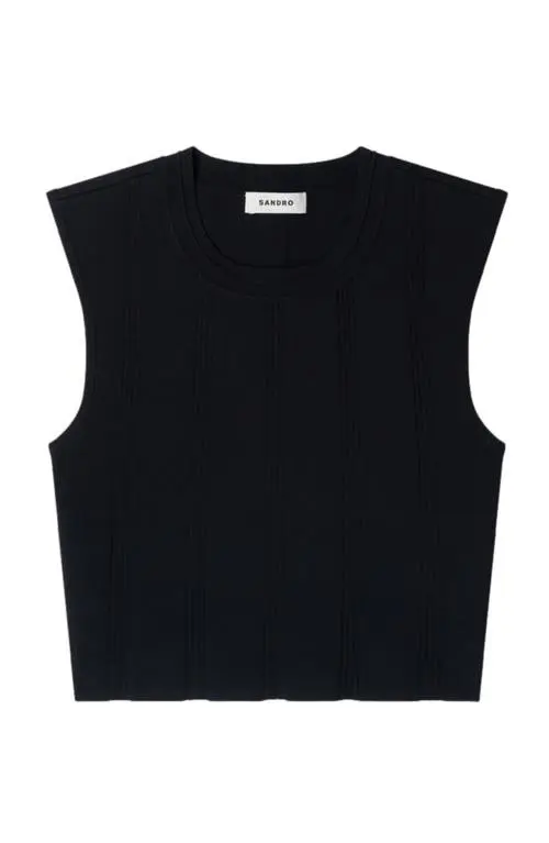 Sandro Ribbed Knit Sleeveless Crop Top
