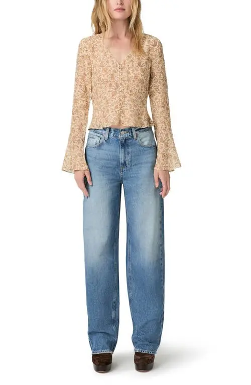 Paige Mila Metallic Floral Long Sleeve Silk Blend Button-up Shirt