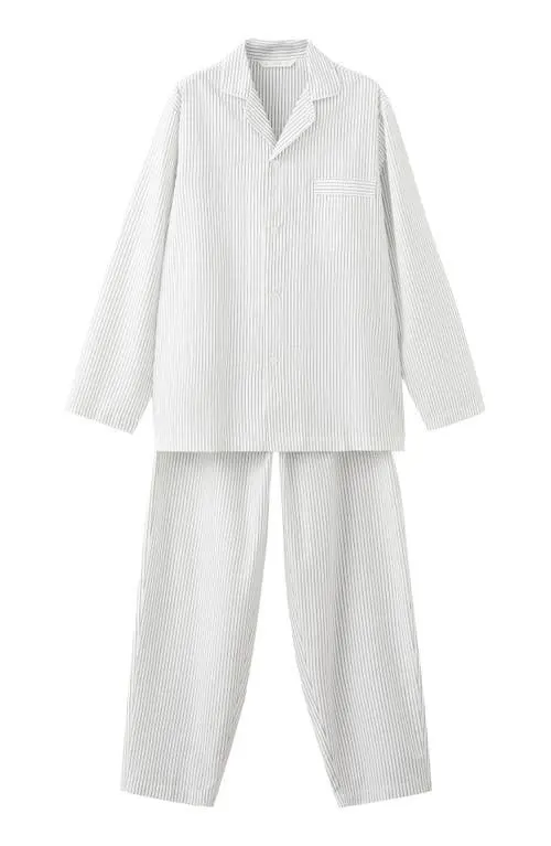 Mango Stripe Cotton Pajamas - Grey