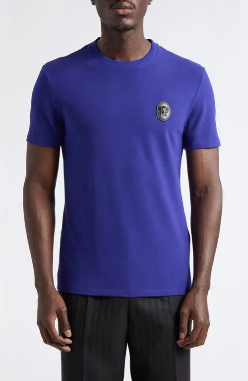 Versace Leather Medusa Patch Stretch Cotton T-shirt