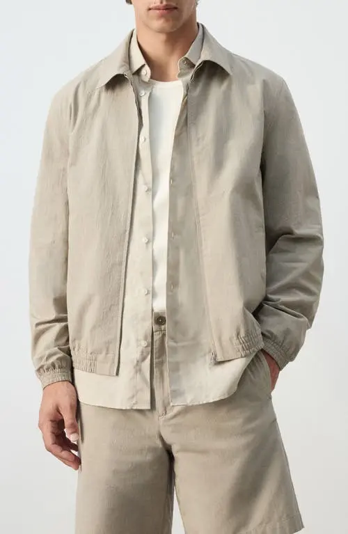 Mango Slim Fit Textured Cotton Zip-up Shirt Jacket