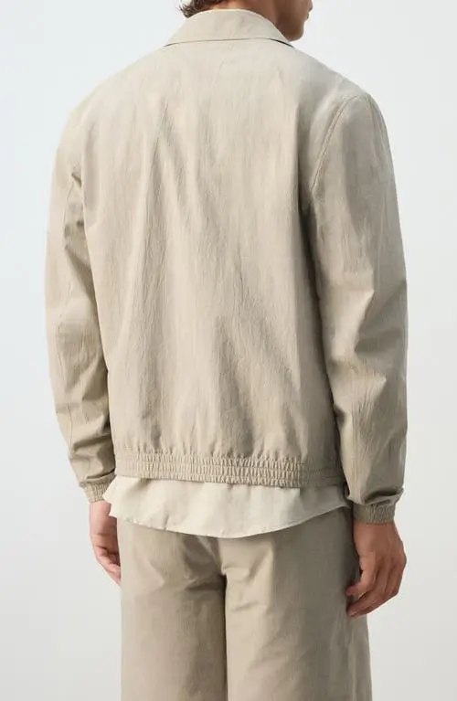 Mango Slim Fit Textured Cotton Zip-up Shirt Jacket