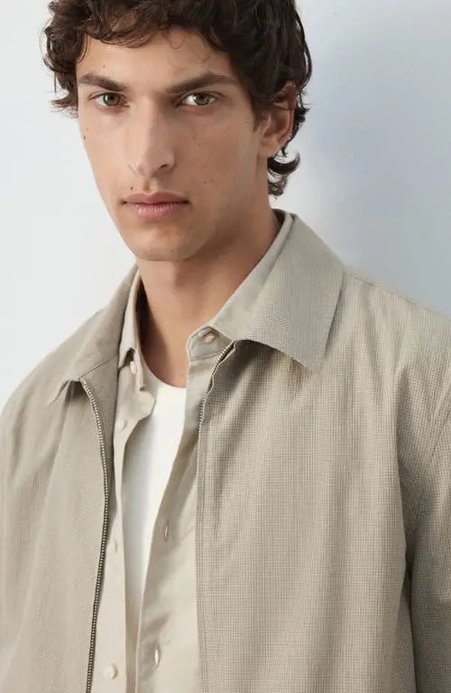 Mango Slim Fit Textured Cotton Zip-up Shirt Jacket