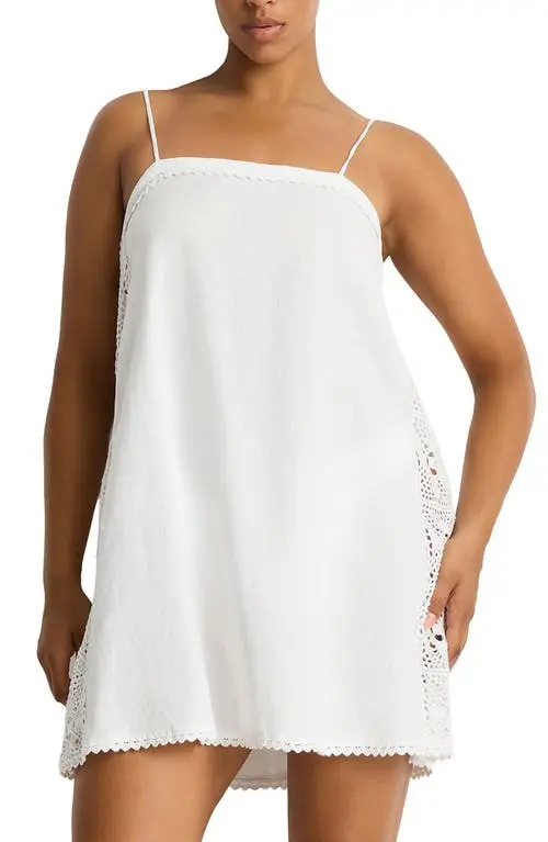 SEA LEVEL Linen Blend Panelled Cover-up Dress - White