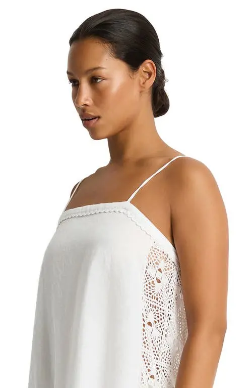 SEA LEVEL Linen Blend Panelled Cover-up Dress - White