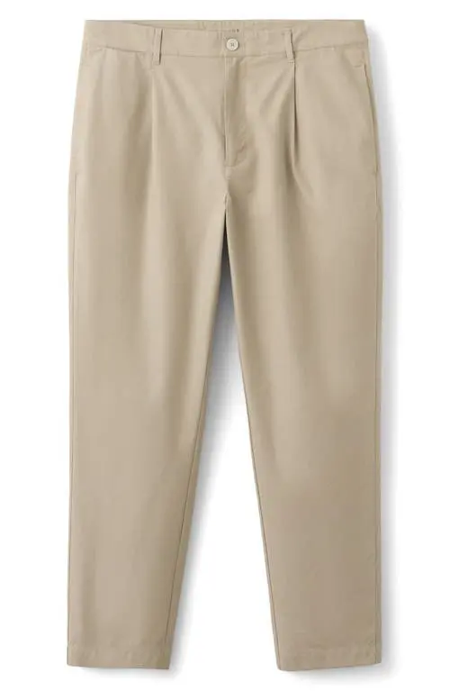 Mango Pleated Straight Fit Cotton Blend Pants - Beige