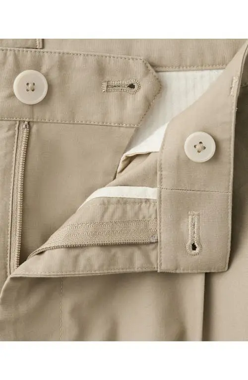 Mango Pleated Straight Fit Cotton Blend Pants - Beige