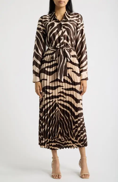 Sam Edelman Zebra Print Pleated Maxi Shirtdress