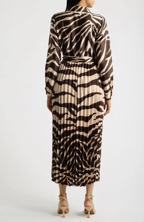 Sam Edelman Zebra Print Pleated Maxi Shirtdress