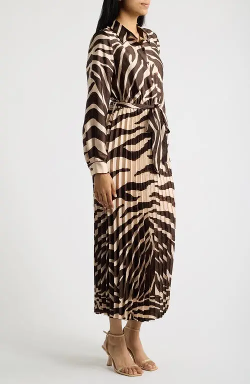 Sam Edelman Zebra Print Pleated Maxi Shirtdress