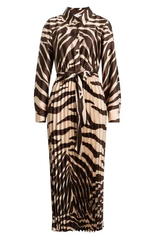 Sam Edelman Zebra Print Pleated Maxi Shirtdress