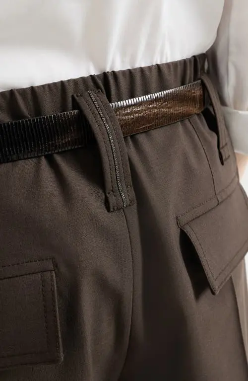 Brunello Cucinelli Tropical Luxury Wool Formal Shorts With Monili Detailing