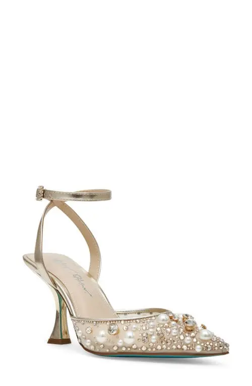 Betsey Johnson Embellished Pointed Toe Pumps