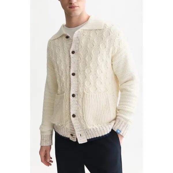Scotch & Soda Relaxed Fit Multi-yarn Cardigan With Spread Collar