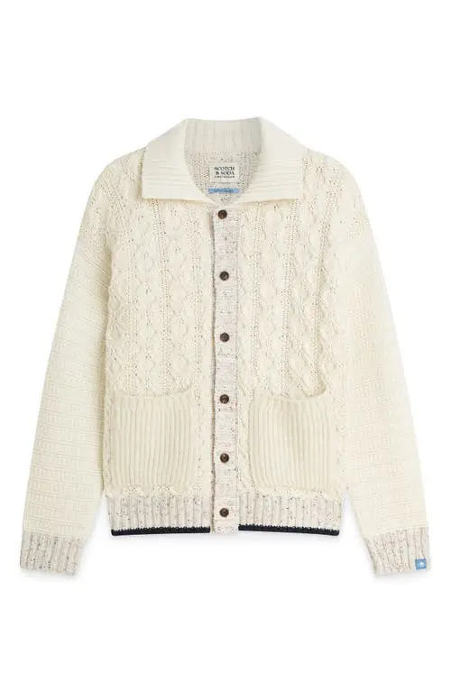 Scotch & Soda Relaxed Fit Multi-yarn Cardigan With Spread Collar