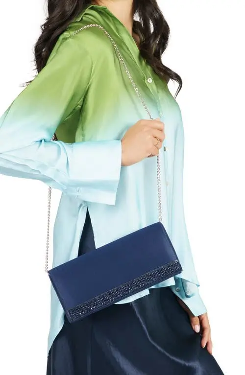 Nina Aurella Crystal Trim Clutch - Navy