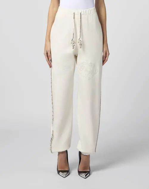 Philipp Plein Embellished Fleece Joggers - Offwhite