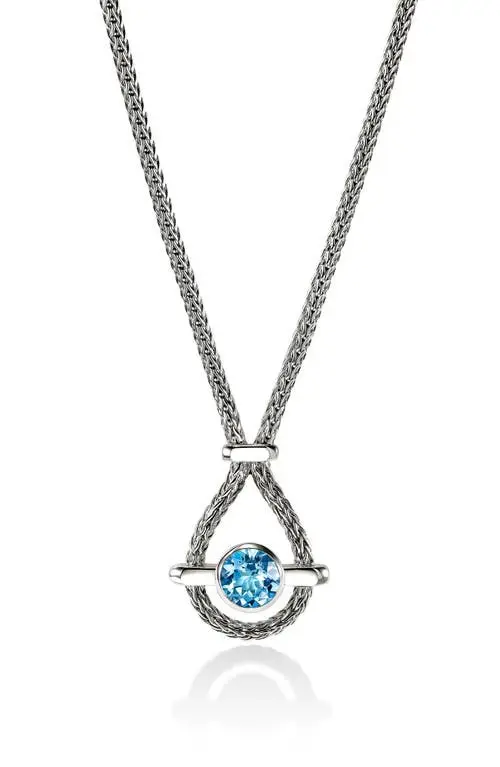 John Hardy Icon Collection Sterling Swiss Blue Topaz Pendant Necklace - Silver
