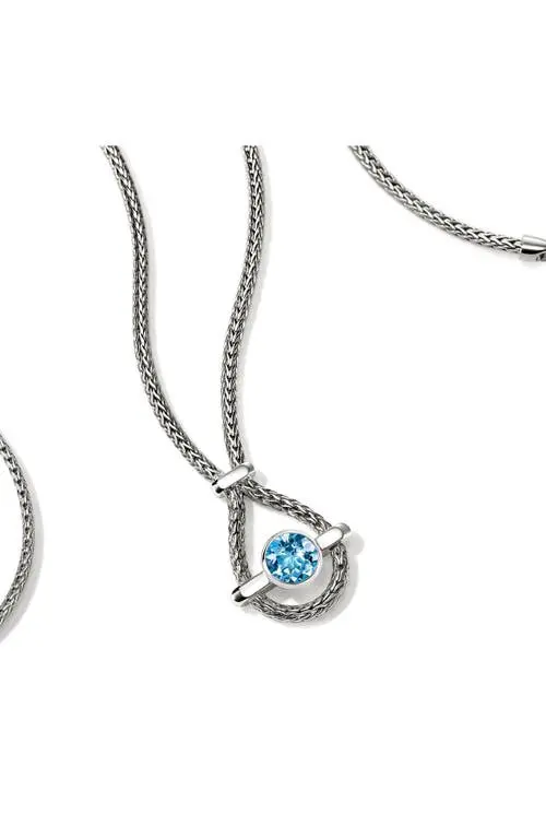 John Hardy Sterling Swiss Blue Topaz Icon Necklace