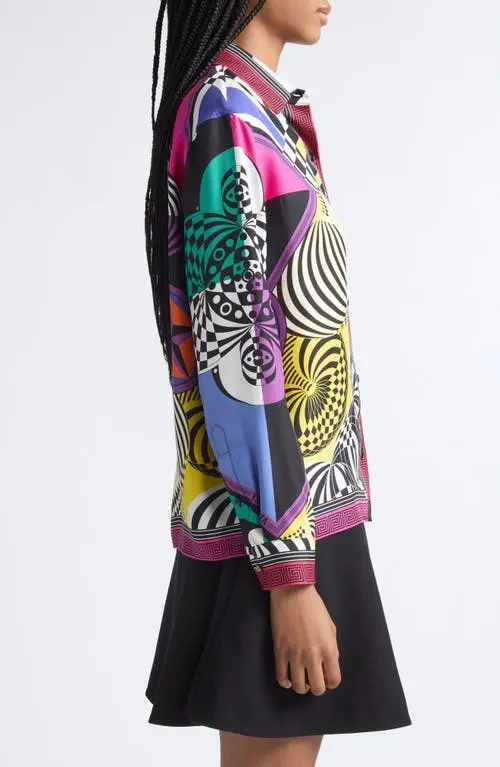 Versace Teatro Print Silk Foulard Button-up Shirt - Multicolor