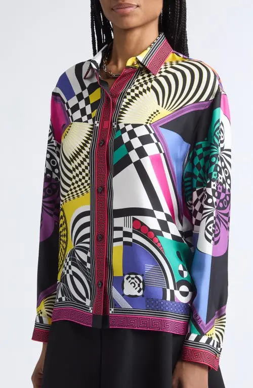 Versace Teatro Print Silk Foulard Button-up Shirt - Multicolor
