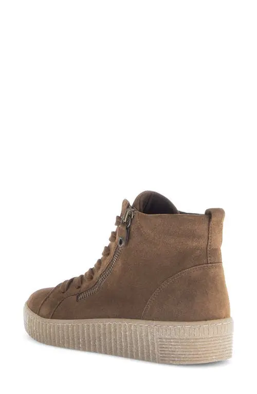 Gabor Sandra High Top Sneakers With Platform Sole And Side Zip Closure - Reh