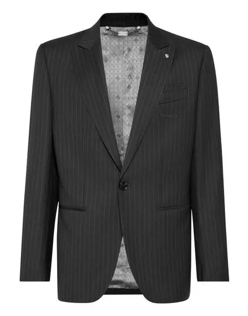 BILLIONAIRE Gessato Blazer - Black