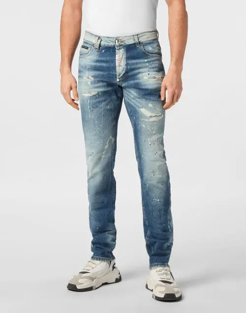 Philipp Plein Super Straight Cut Paisley Bandana Jeans