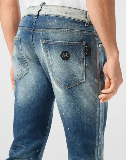 Philipp Plein Super Straight Cut Paisley Bandana Jeans