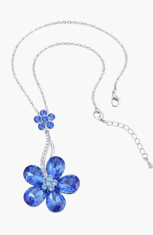 MODENAIRE Crystal Daisy Flower Pendant Necklace - Sapphire