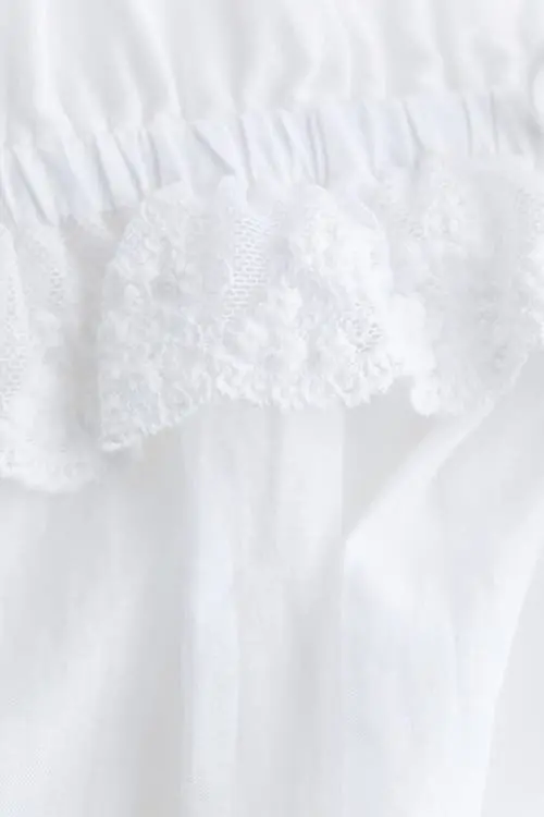 H&M Ruffled Embroidered V-neck Blouse