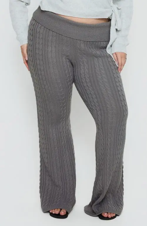 Princess Polly Baleigh Cable Stitch Foldover Flare Pants
