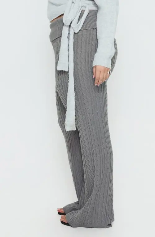 Princess Polly Baleigh Cable Stitch Foldover Flare Pants
