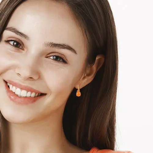 JULIANNA B. Orange & Sapphire Circle Earrings