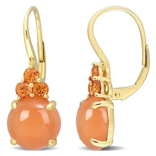 JULIANNA B. Orange And Sapphire Drop Earrings In 14k Yellow Gold - Moonstone