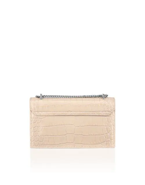 Philipp Plein Croco Printed Leather Mini Bag - Beige