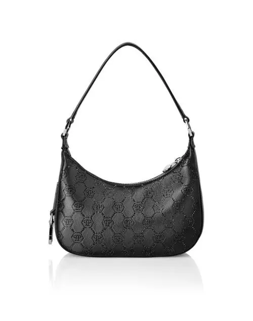 Philipp Plein Shoulder Bag Monogram Strass - Black/black