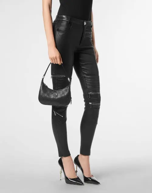 Philipp Plein Monogram Rhinestone Shoulder Bag - Black/black
