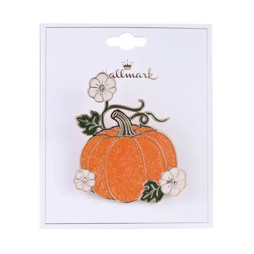 HALLMARK Glitter Enamel Pumpkin Statement Pin