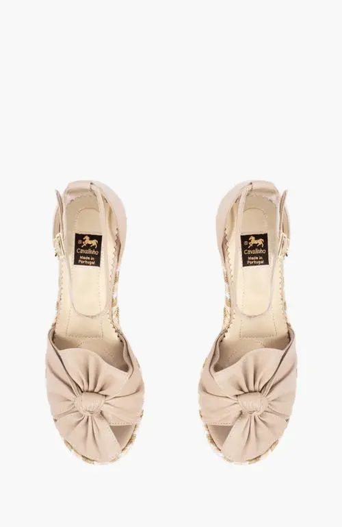 CAVALINHO Golden Breeze Wedge Sandals With Bow Detailing - Beige