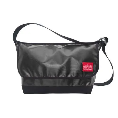 MANHATTAN PORTAGE Vinyl Vintage Messenger Bag - Black