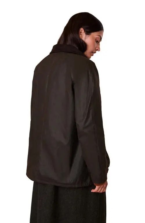 CELTIC & CO. Raglan Sleeve Waxed Cotton Jacket With Removable Hood And Corduroy Trim