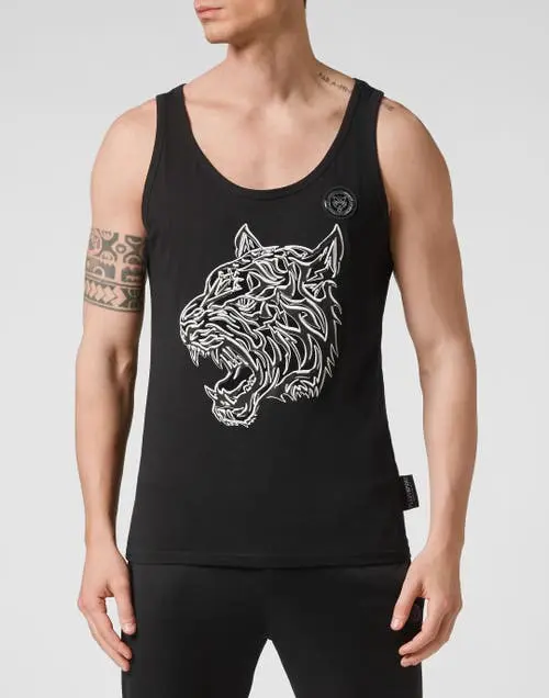 PLEIN SPORT Tank Top Tiger - Black/black