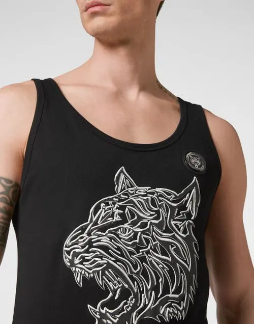 PLEIN SPORT Tank Top Tiger - Black/black