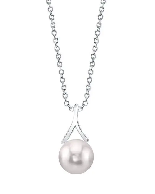 The Pearl Source 14k Gold Japanese Akoya Pearl Lindsey Pendant