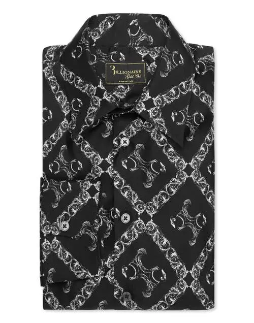 BILLIONAIRE Silk Gold Cut Shirt Bb Monogram - Black